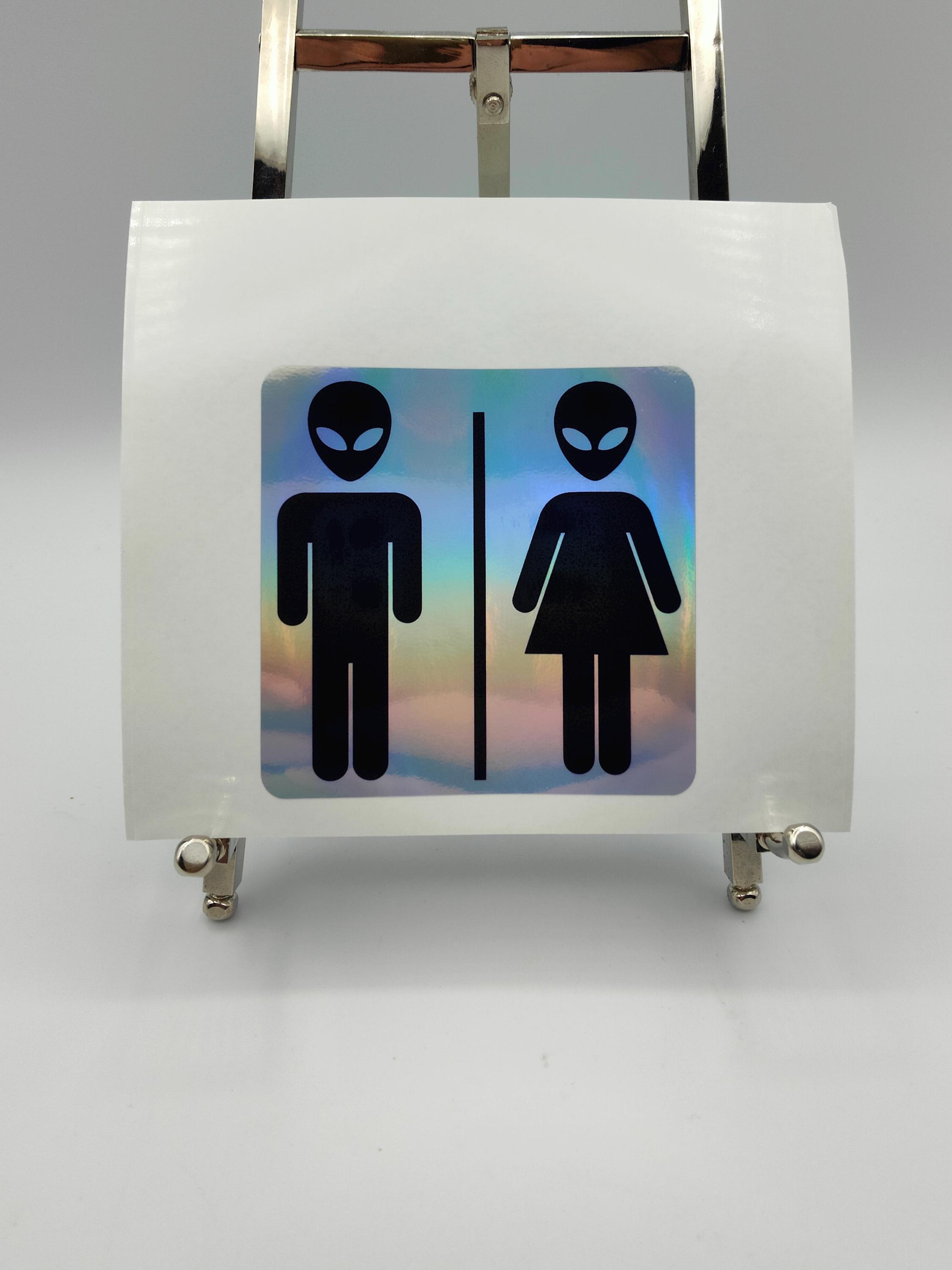 Alien WC Toilet Sign, Area 51, Funny Toilet Sign, Holographic, Aliens ...