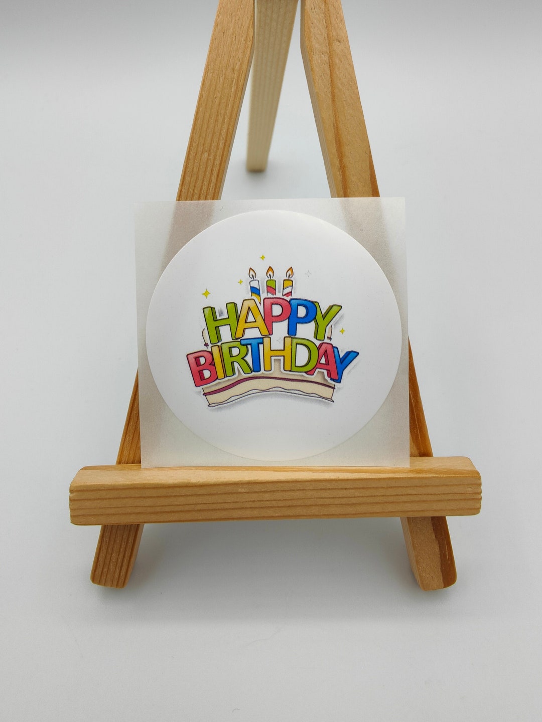Happy Birthday on Cake, Stickers, Labels, Favor Labels, Goodie Bag ...