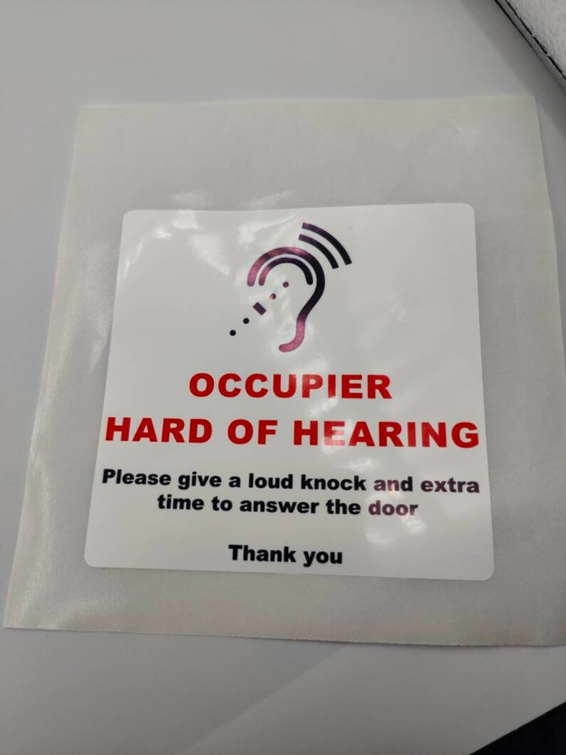 Occupier Hard of Hearing Knock Loud Warning Sign Labels - Etsy
