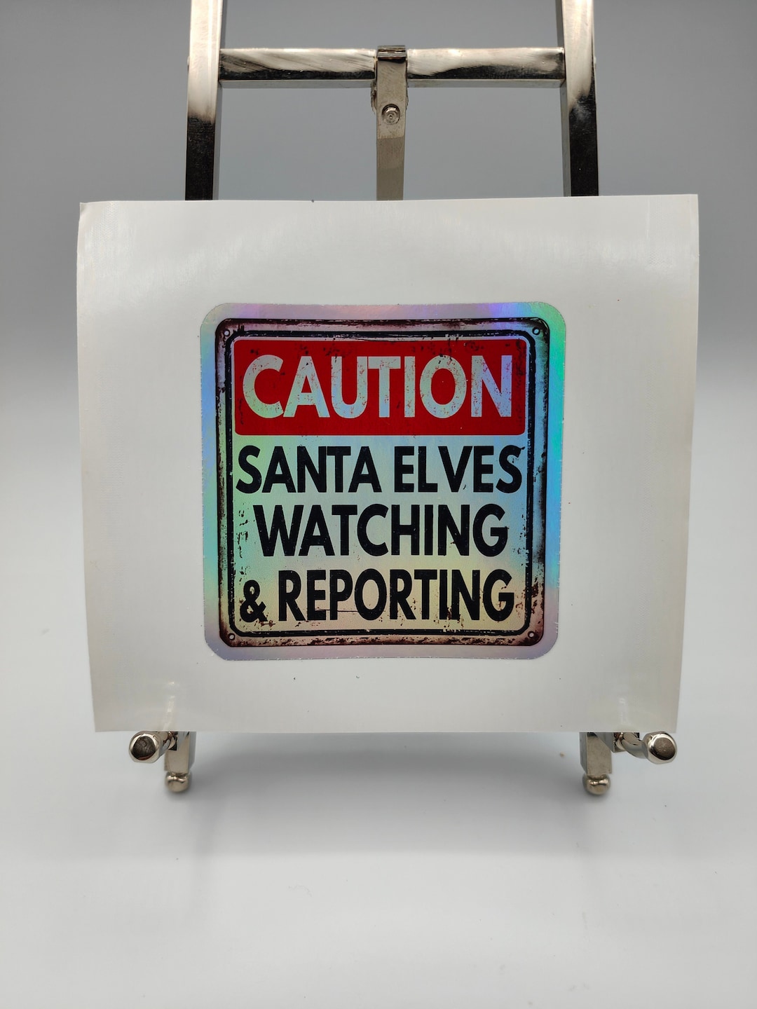 Caution Santa Elves, Holographic, Xmas, Stickers, Decals, Labels ...