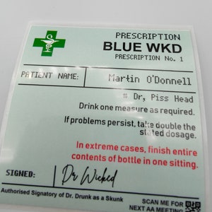 Personalised Prescription Blue WKD Wicked, Alcohol, Spirit, Bottle ...