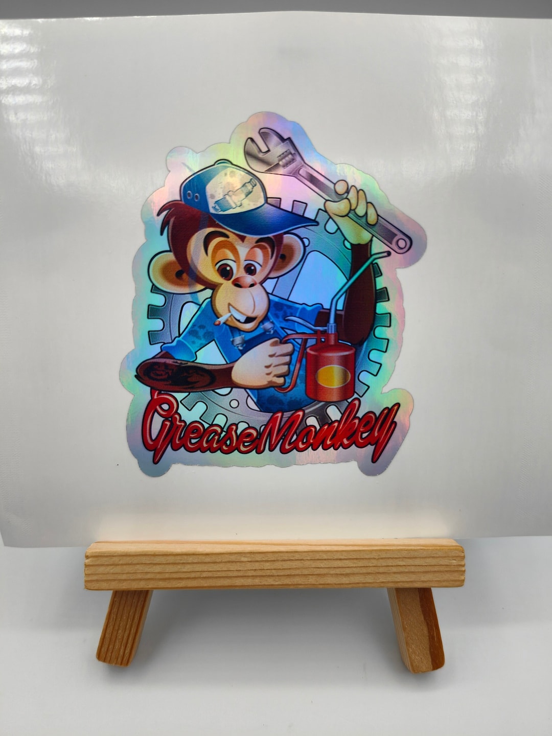 Grease Monkey, Holographic Sticker, Animal, Decals, Garage, Mechanic ...