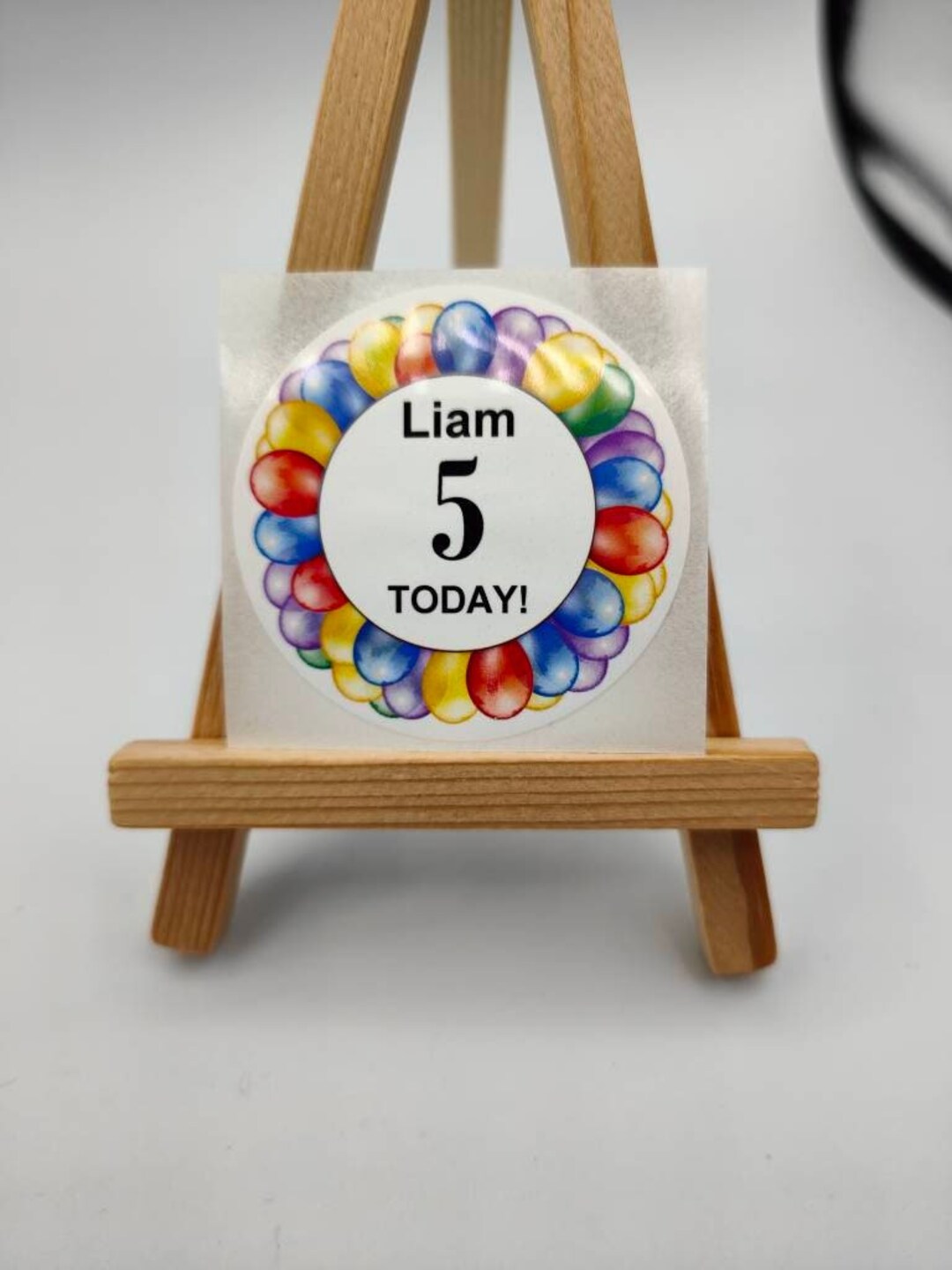 Balloons Birthday Labels Stickers, White Premium Satin Gloss Poly ...