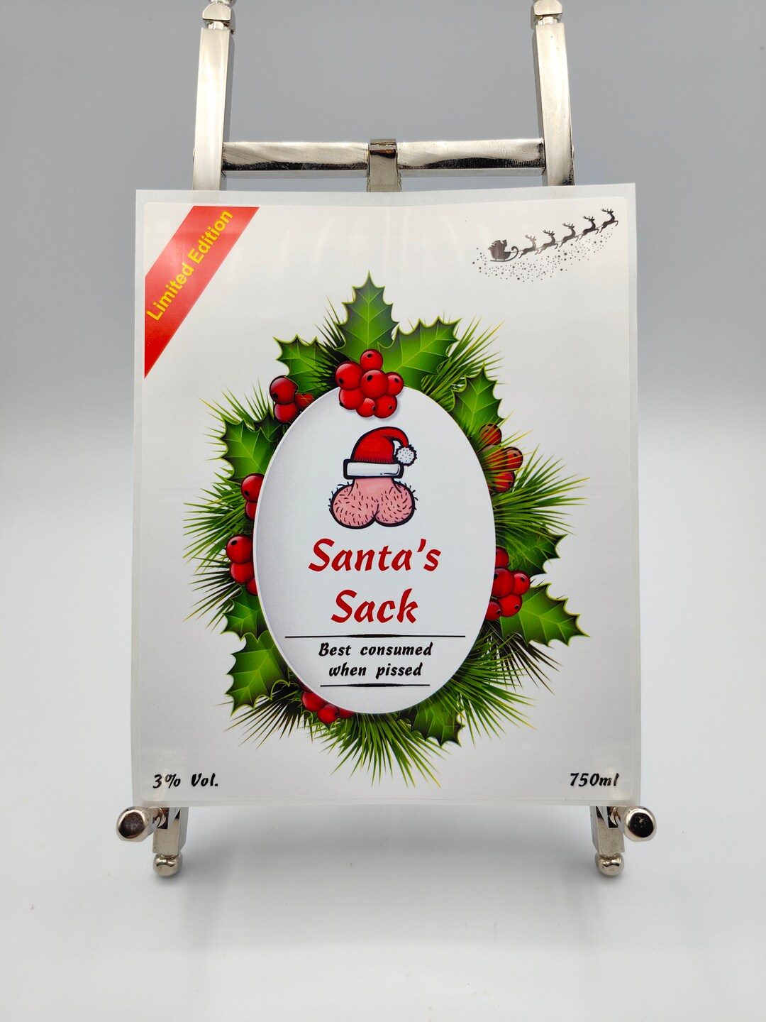 Santa's Sack, Christmas Funny Novelty Wine Bottle Labels, Joke Humour ...