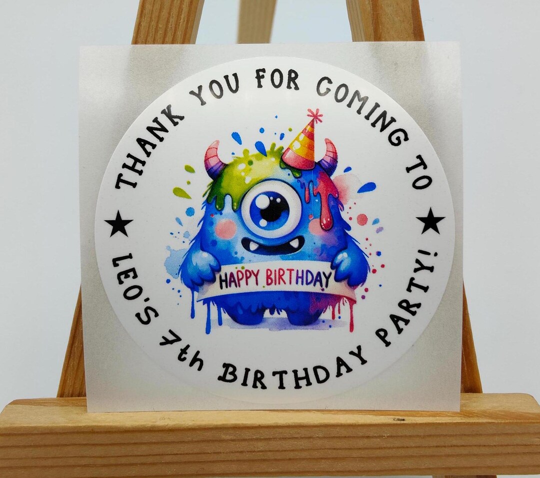 Monster Happy Birthday Labels Stickers, Gift Bag Sticker, Celebration ...