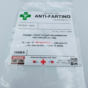 Funny Joke Prescription, Anti Farting, Fill Your Own, Sweets, Fun, Bag ...