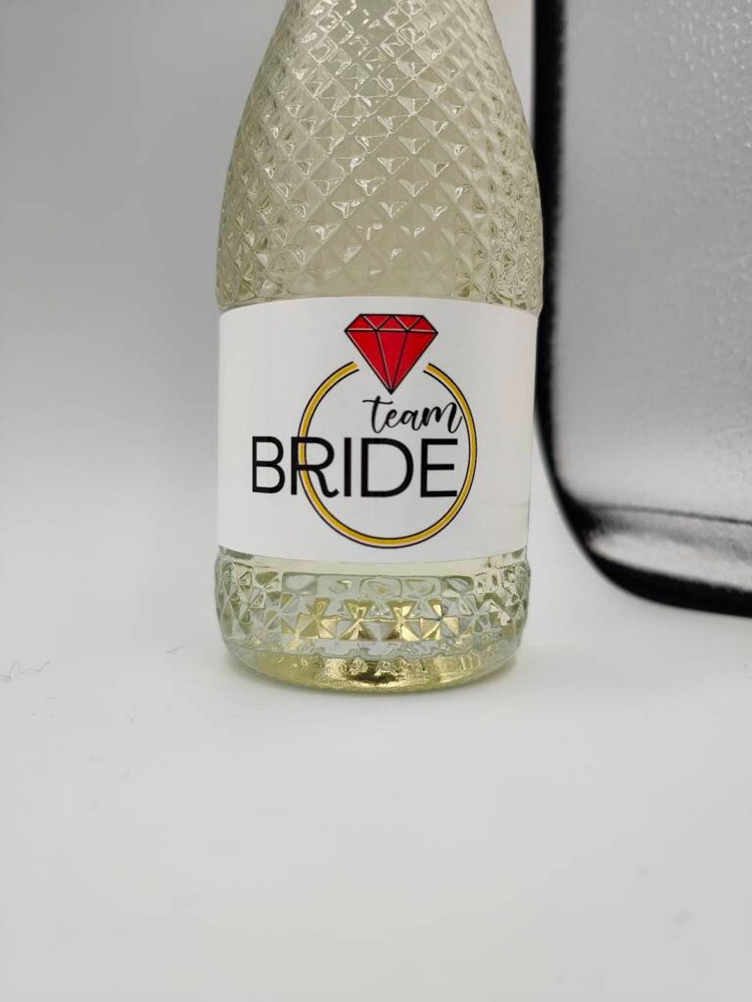 Team Bride Mini Champagne/prosecco Bottle, White Poly Labels for ...