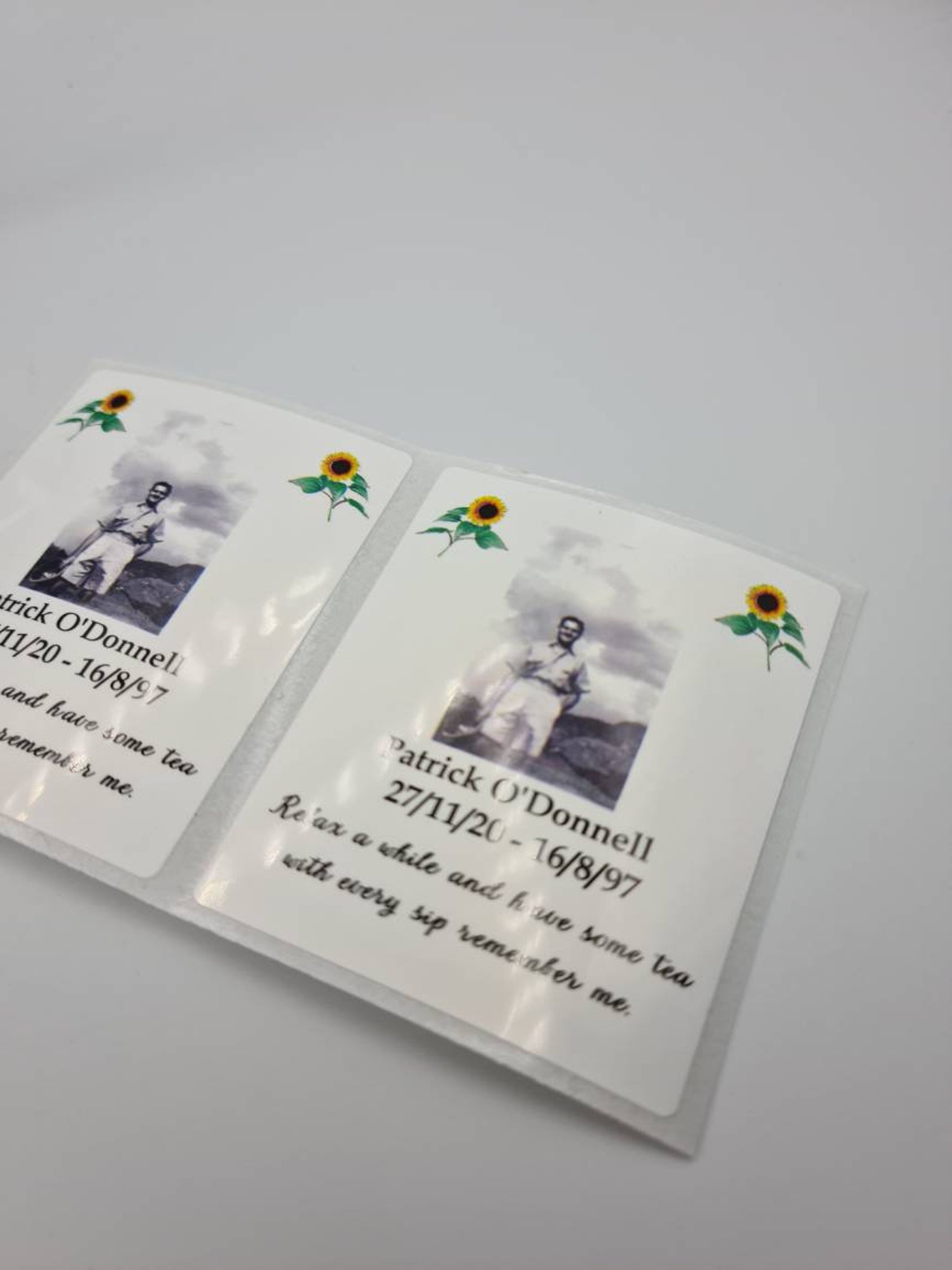 Funeral Memorial Tea Bag White Envelopes, Custom Personalised Envelopes ...