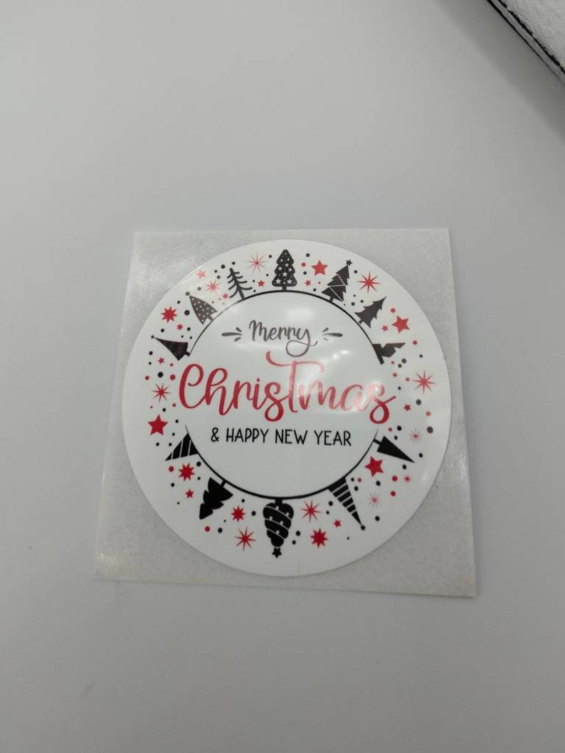 4 Sizes Merry Christmas Trees, Premium Satin Gloss White, Labels, Gift ...