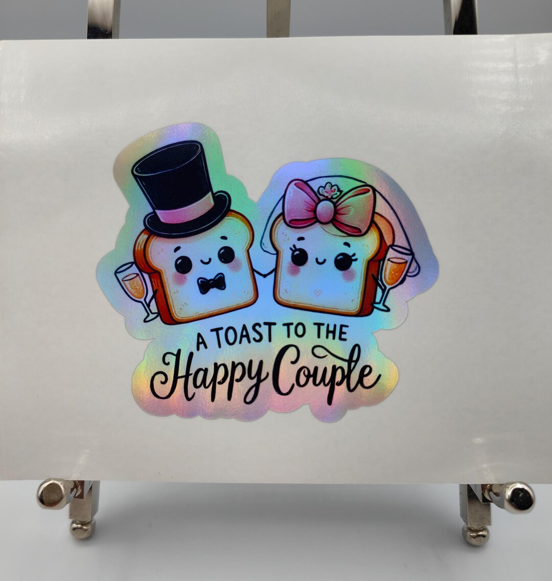 A Toast to the Happy Couple, Wedding Sticker, Label, Decal, Laptop ...