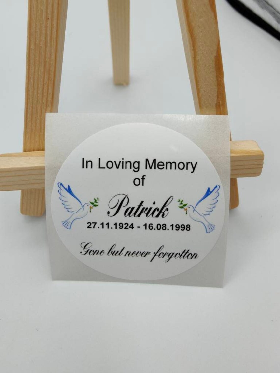 Candle Funeral Memorial Round Labels, White Premium Satin Gloss Poly ...