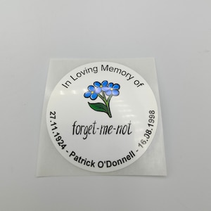 Forget Me Not, in Loving Memory Of, Funeral Stickers, Memorial Stickers ...