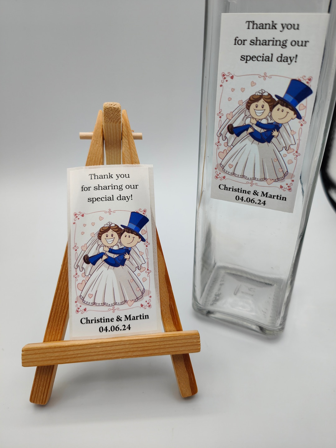 Bride & Groom, Stickers Labels for Bottles, Thank You, Upcycle ...