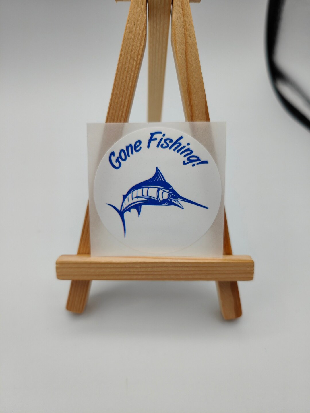 Gone Fishing!, Labels Stickers, Custom, White Premium Satin Gloss Poly ...