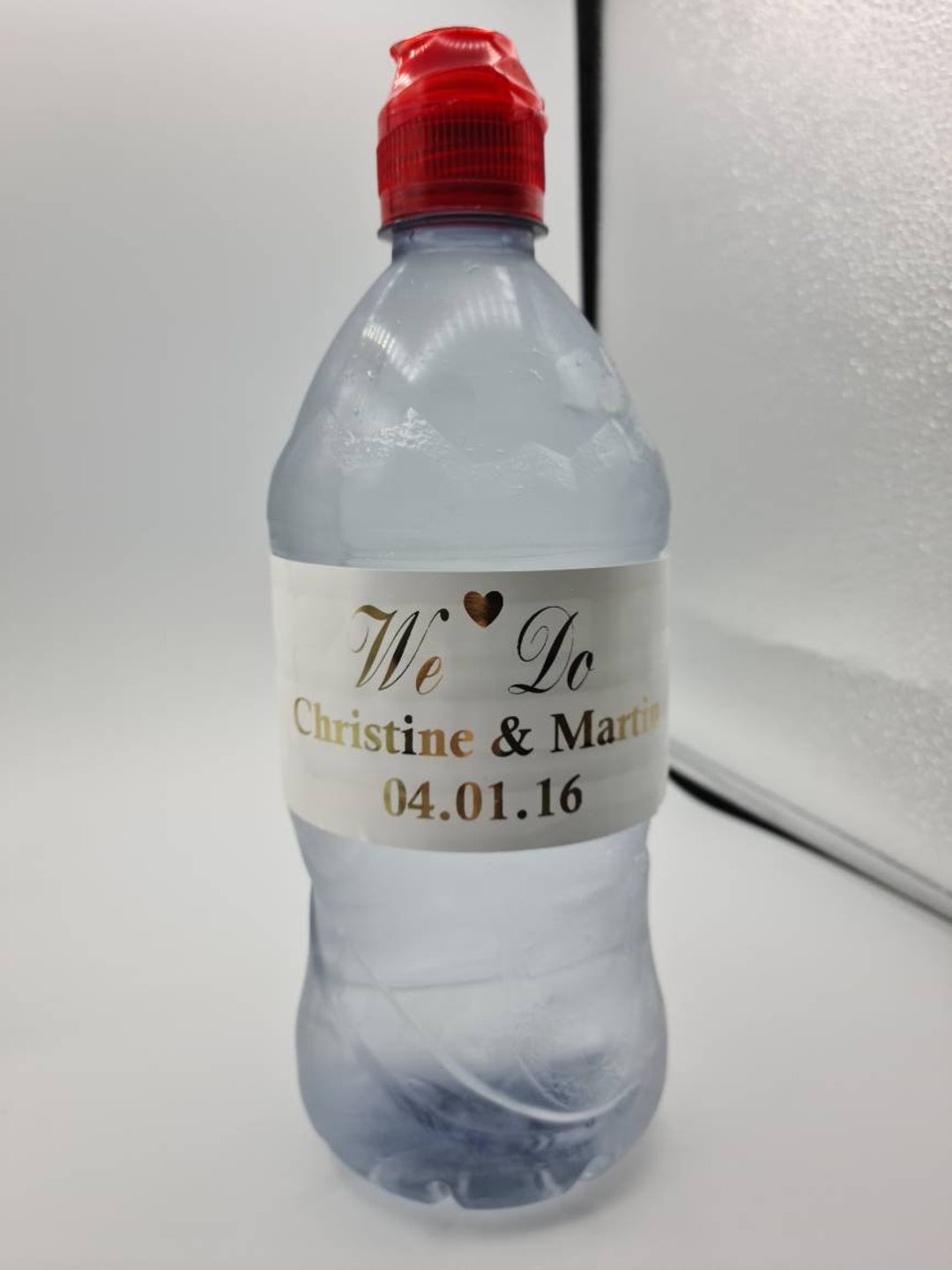 Custom Wedding Water Bottle Labels, White Custom Foiled Labels ...