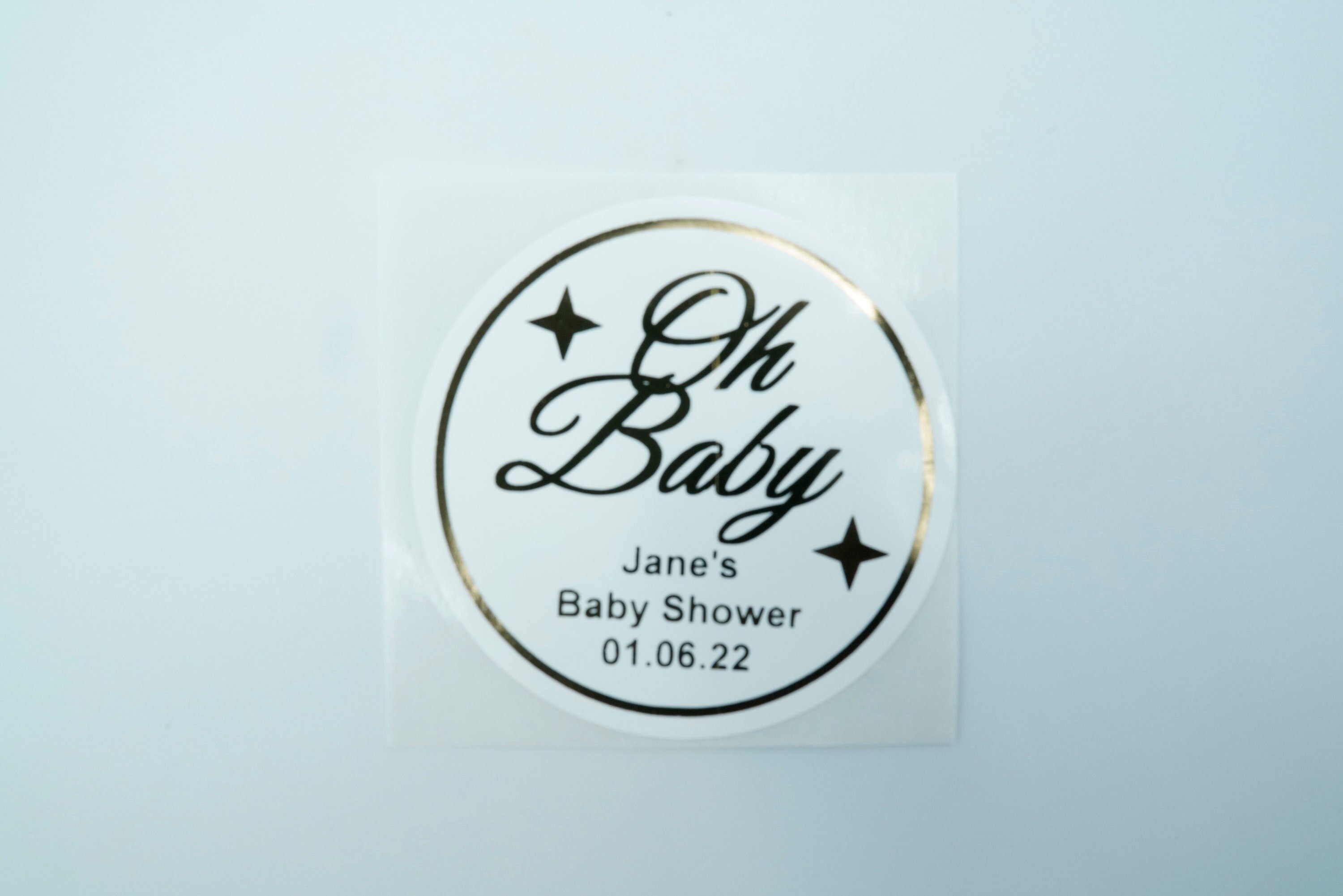 Custom Made 4 Sizes Baby Shower Sticker Oh Baby Personalised in Luxury ...
