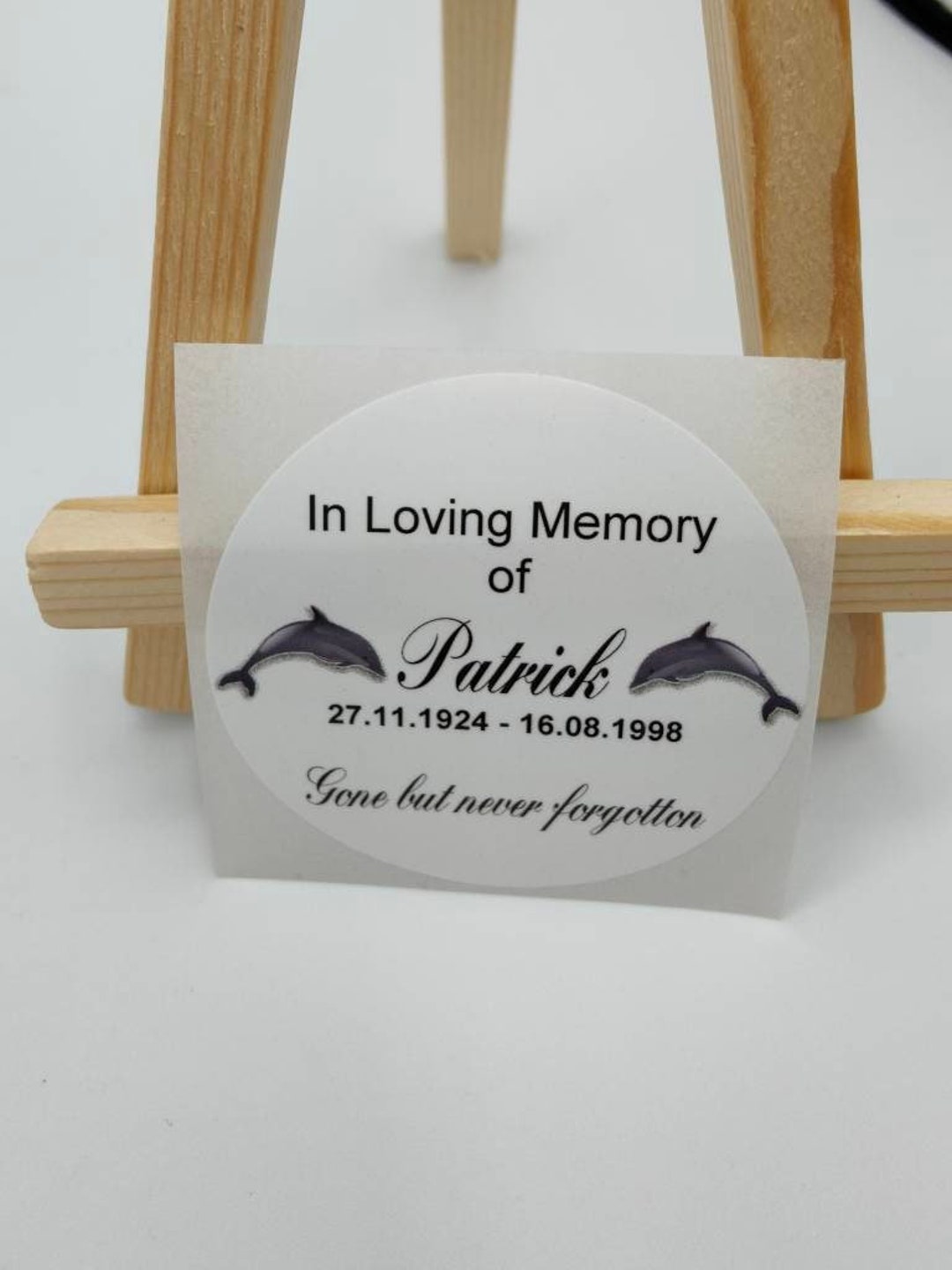Candle Funeral Memorial Round Labels, White Premium Satin Gloss Poly ...