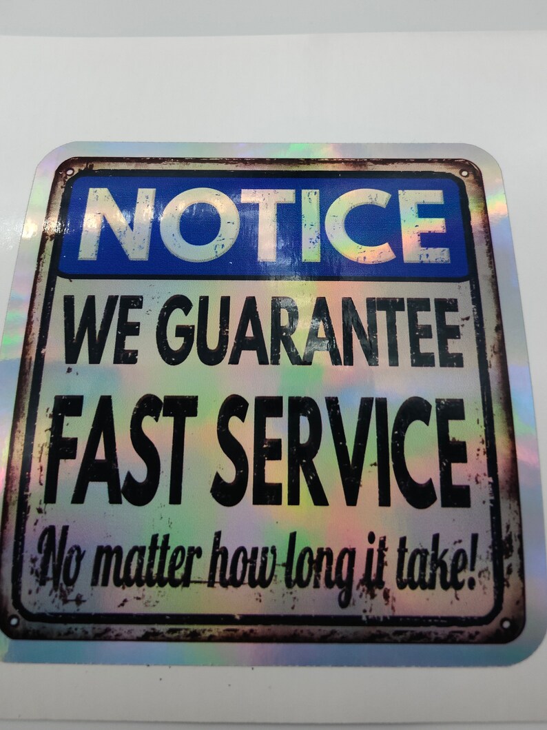 Funny Garage Fast Service, Holographic, Man Cave, Stickers, Decals ...