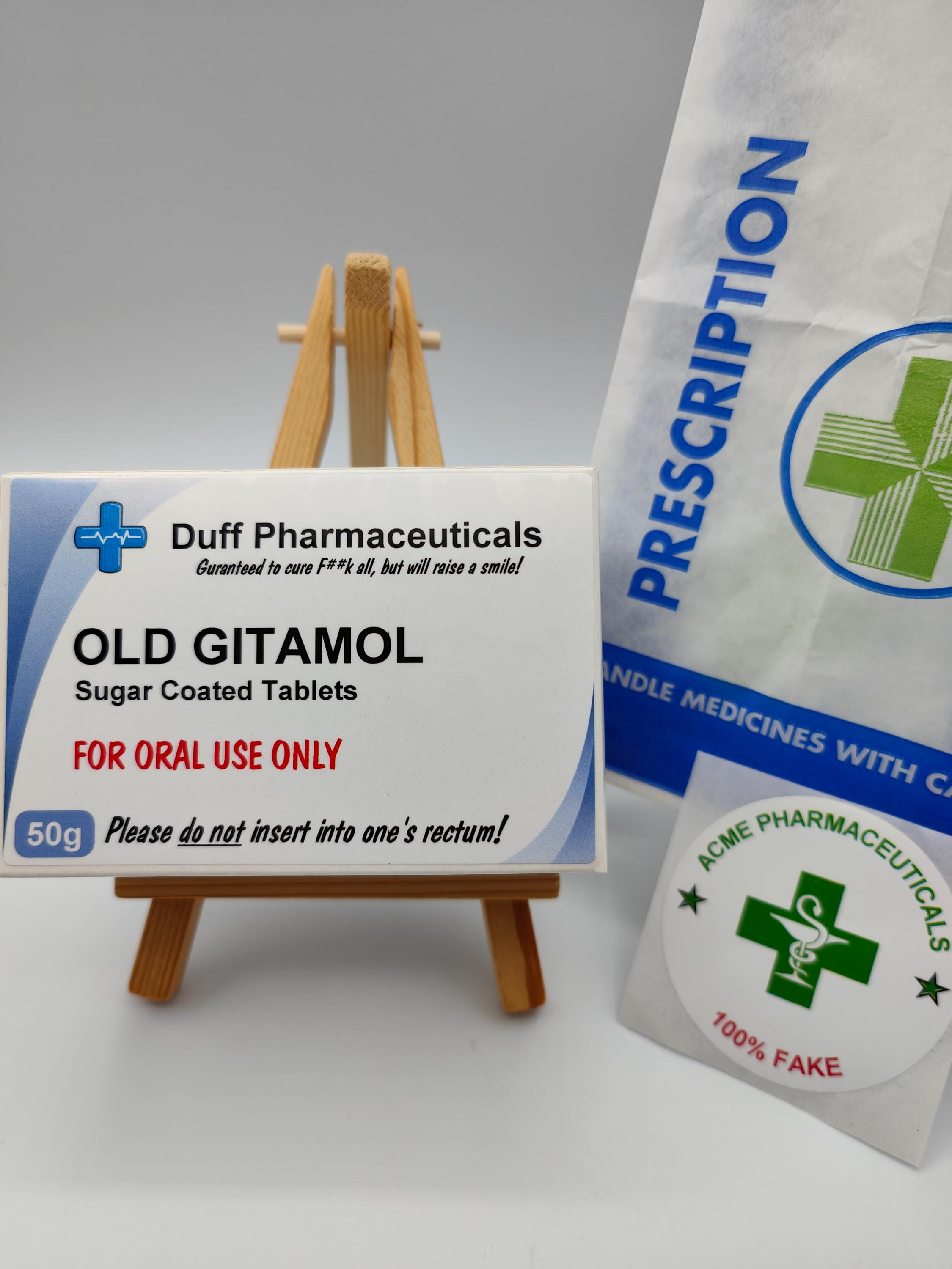 Joke Old Gitamol, Pills, Tablet Box, Funny, Novelty, Cheeky, Stocking ...