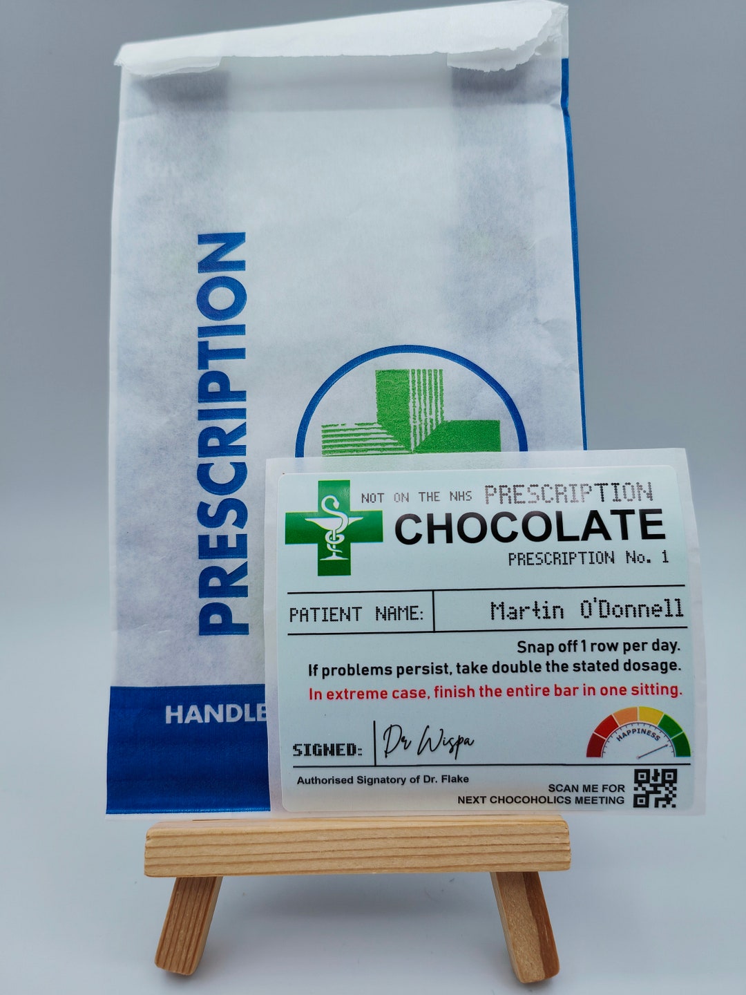 Personalised Chocolate Prescription Label + Prescription Bag, Stickers ...