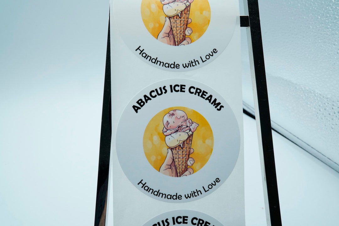 Ice Cream Stickers, White Premium Satin Gloss Poly, Packaging, Boxes ...