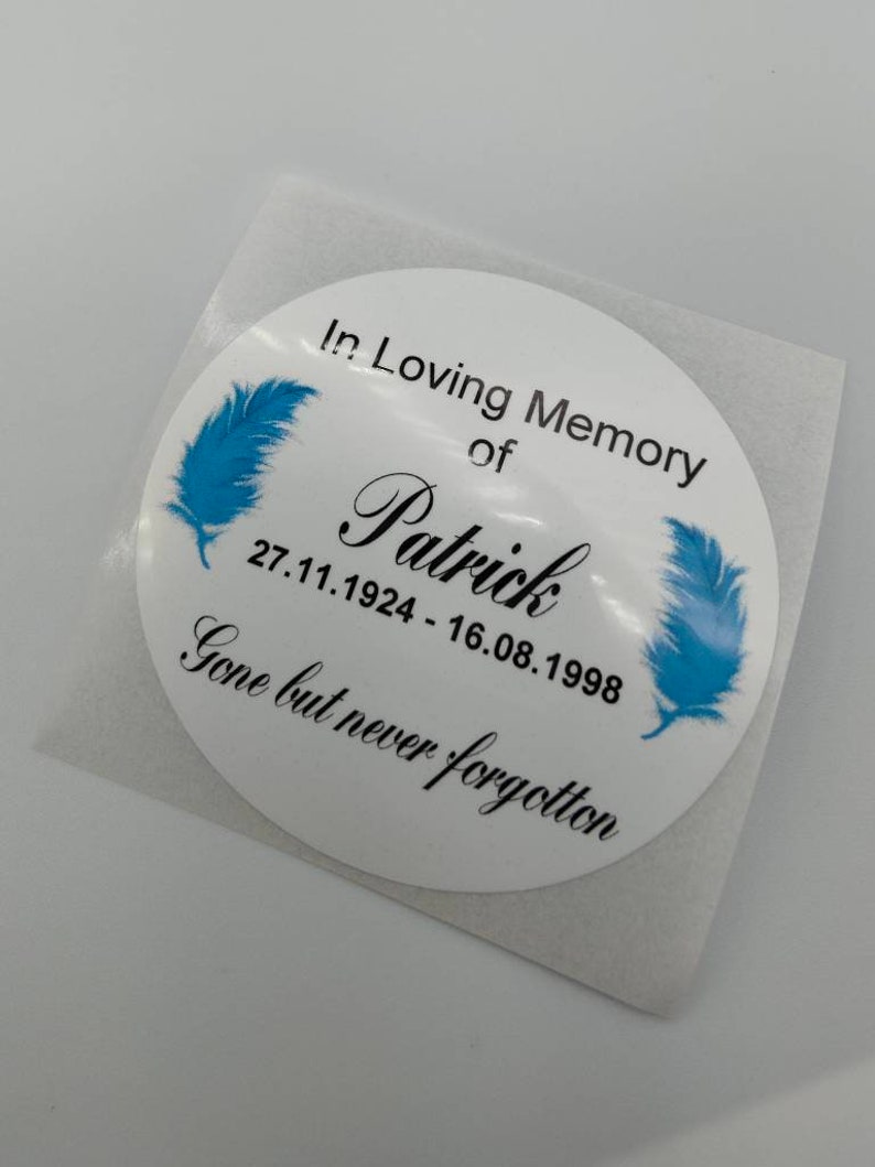 Feathers Candle Funeral Memorial Round Labels White Premium - Etsy