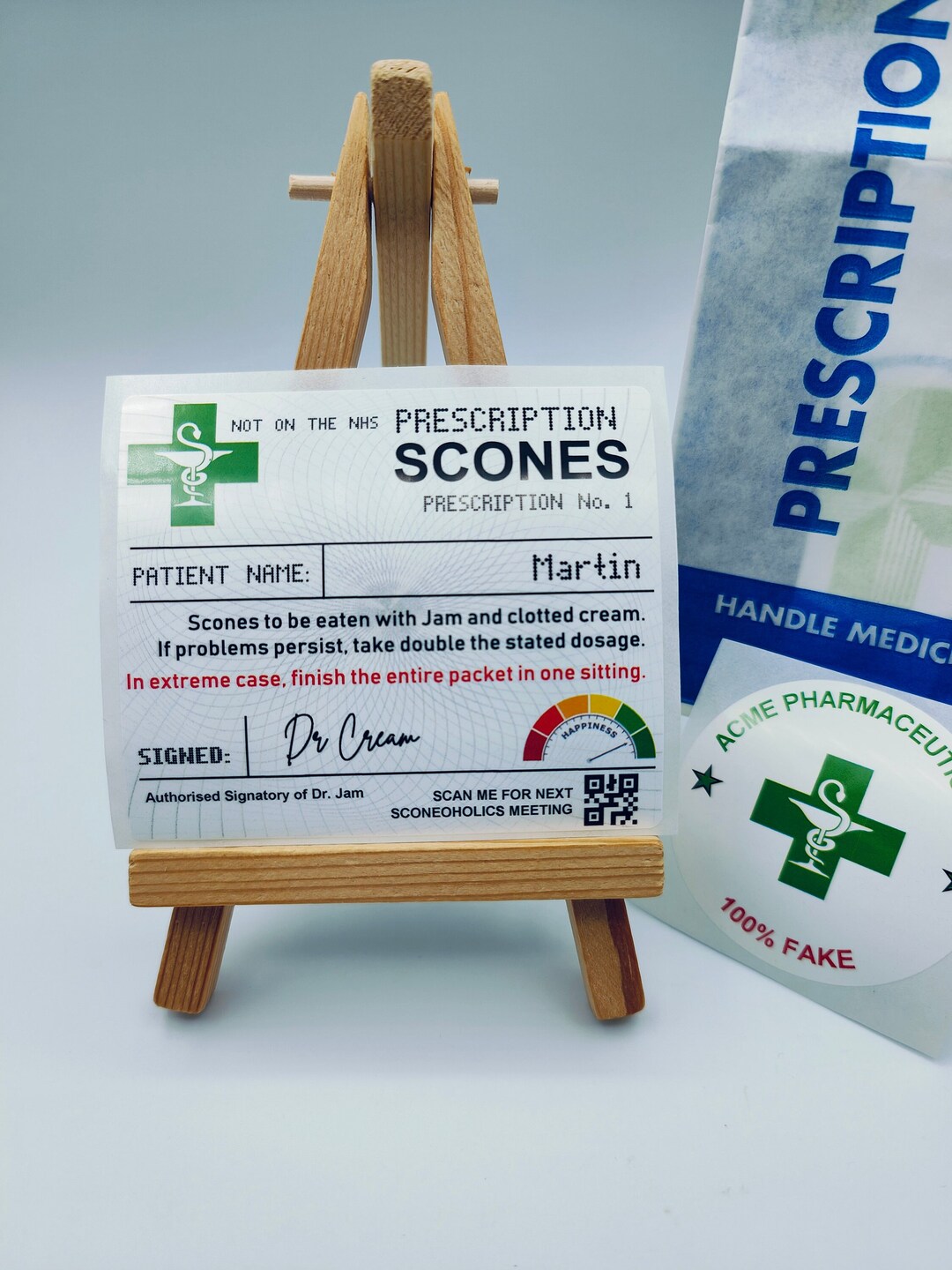 Personalised Scones Prescription Label + Prescription Bag, Stickers ...