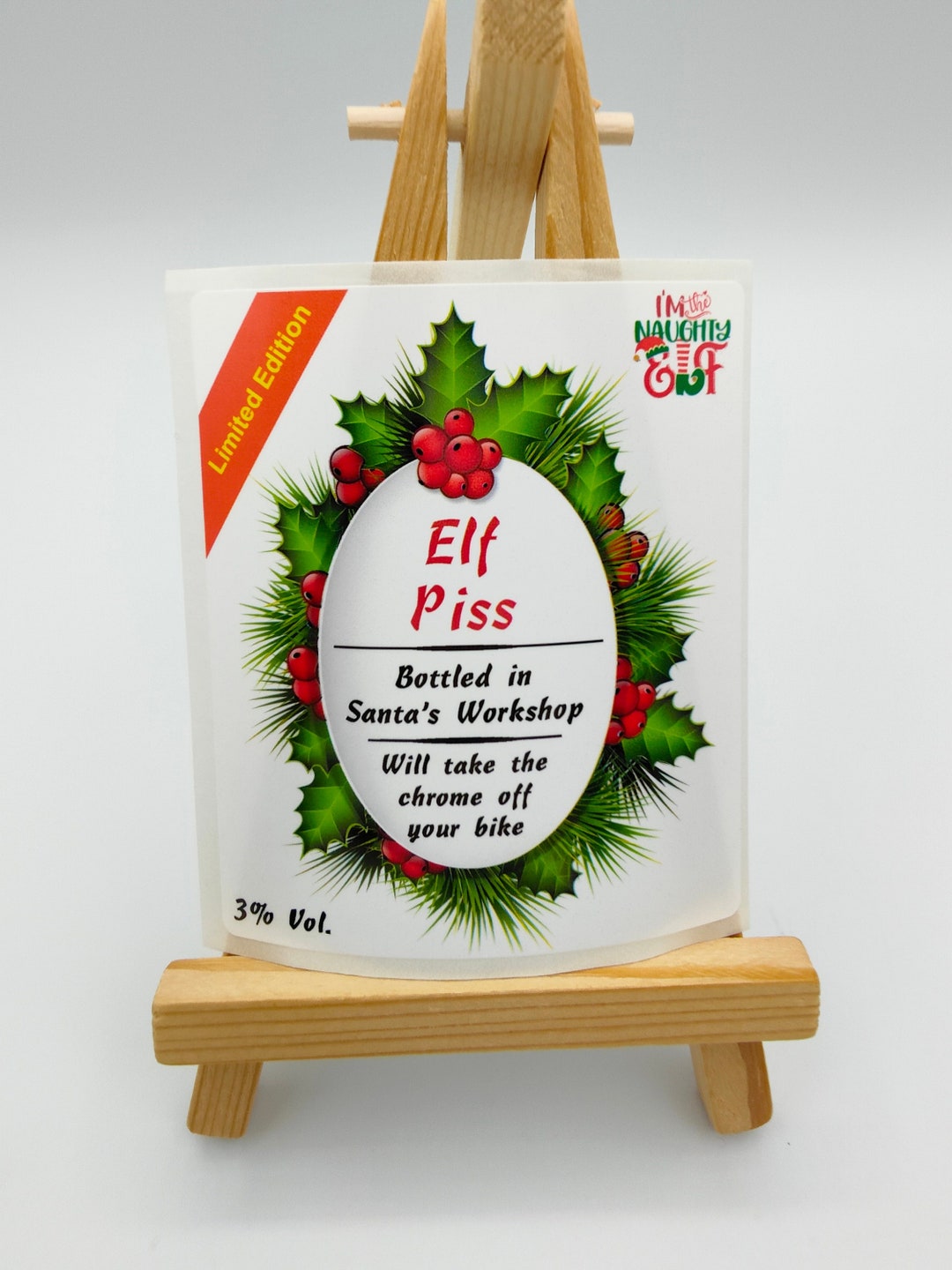 4 X Elf Piss, Beer Bottle Labels, Christmas Funny Novelty, Joke Humour ...