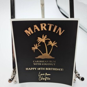 Malibu Style Black Personalised Custom Bottle Label, Birthday, Special ...