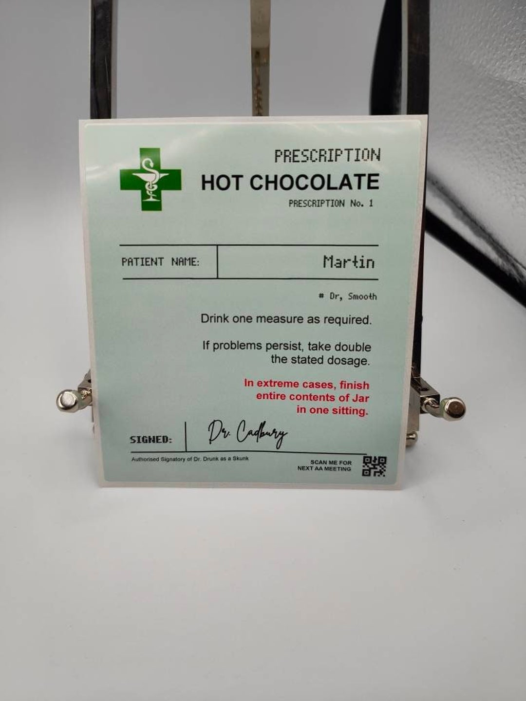 Personalised Prescription Hot Chocolate, Hot Drinks, Bottle, Jars ...