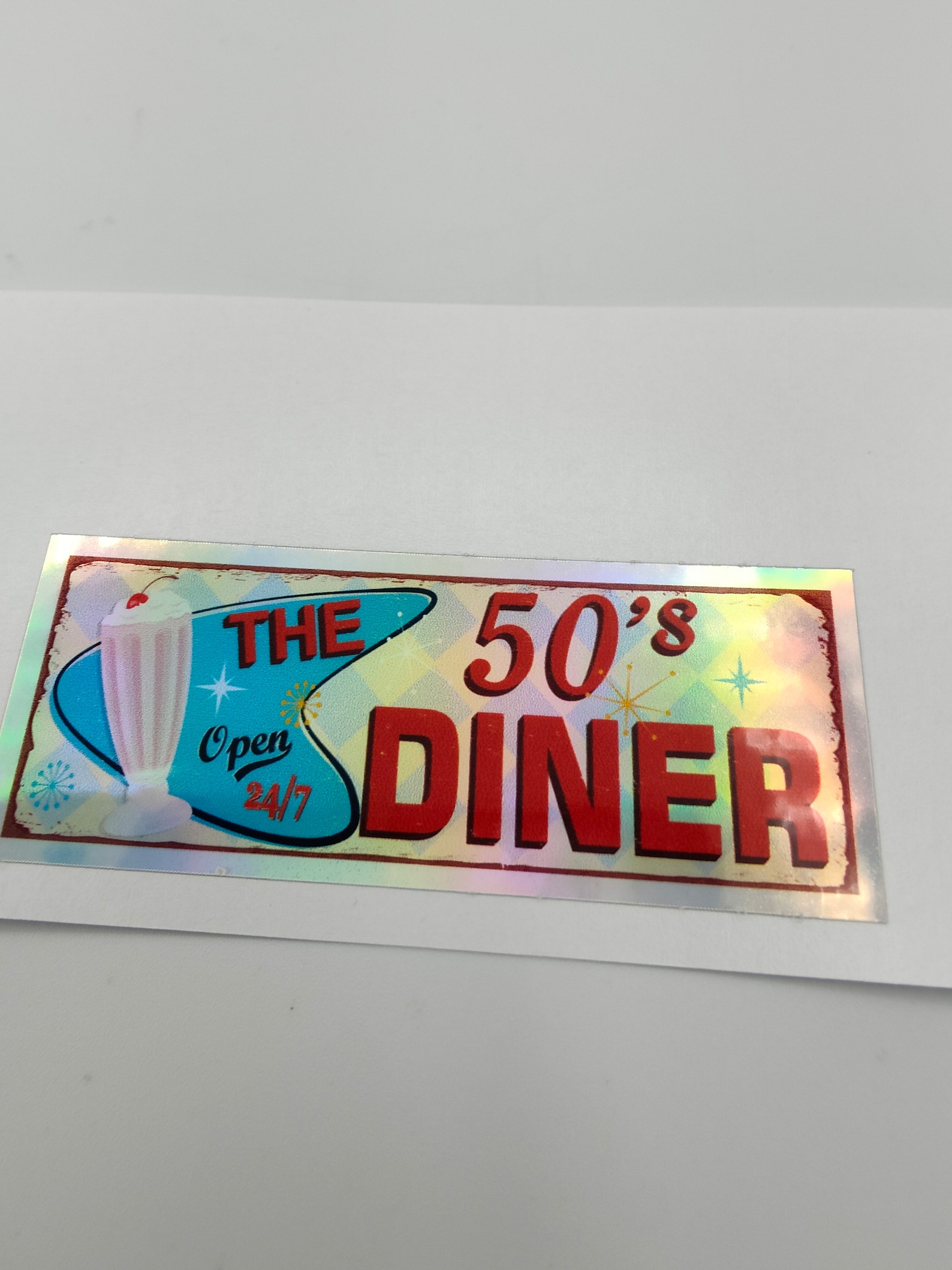 Retro 50's American Diner Sign, Fast Food, Milkshakes, Holographic ...