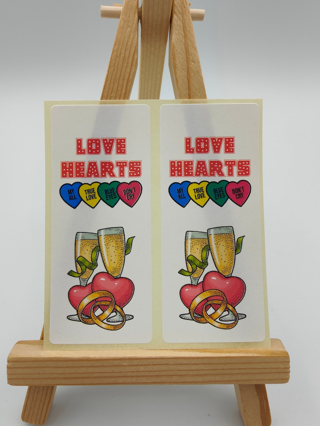 Love Hearts, Champagne, Labels Stickers, Wedding Favor Favours ...