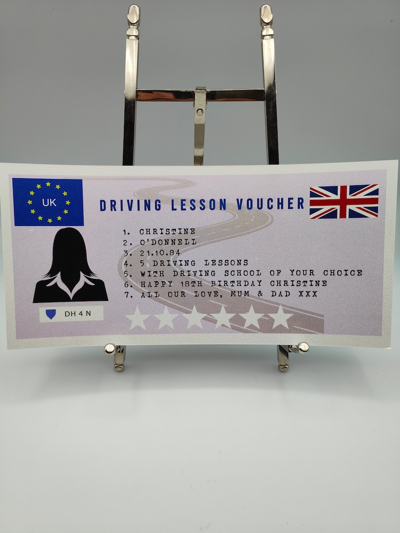 Driving Lessons, Gift Voucher, Certificate, Present, Birthday ...
