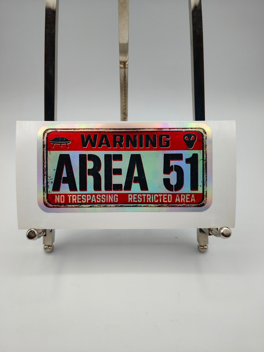 Warning Area 51, Holographic, Aliens, Stickers, Decals, Labels, Secret ...