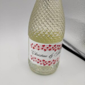 Names Love Hearts Label, Custom, Personalised Mini Champagne/prosecco ...