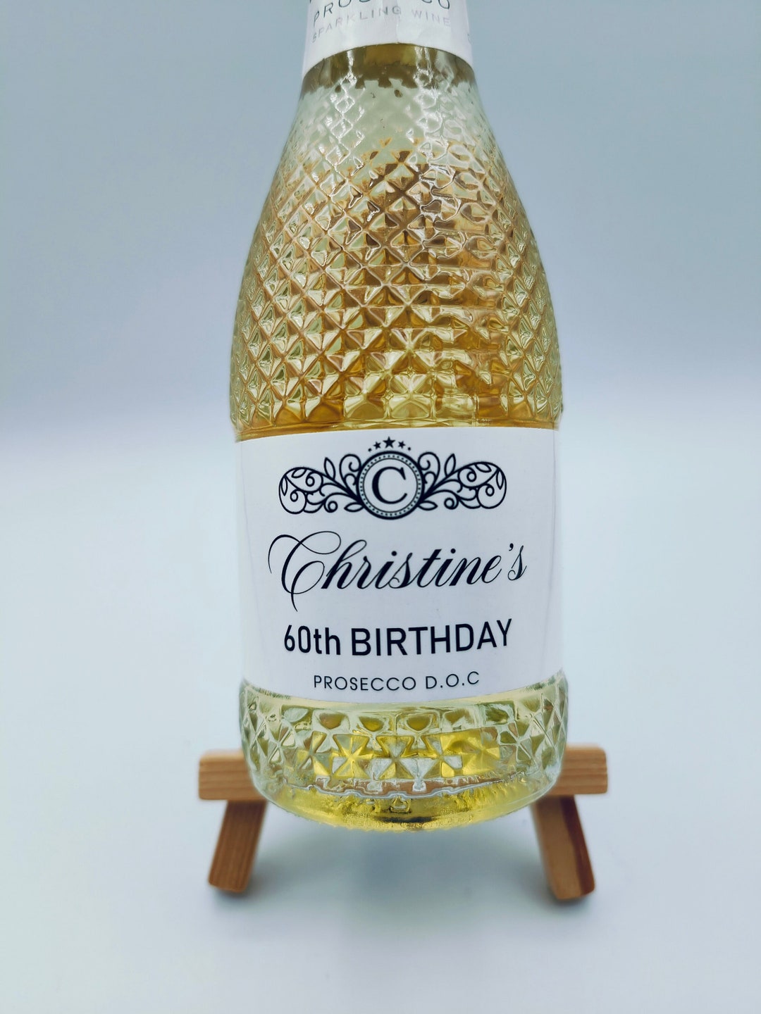 Personalised Mini Prosecco Birthday, Any Occasion, Bottle Labels, White ...