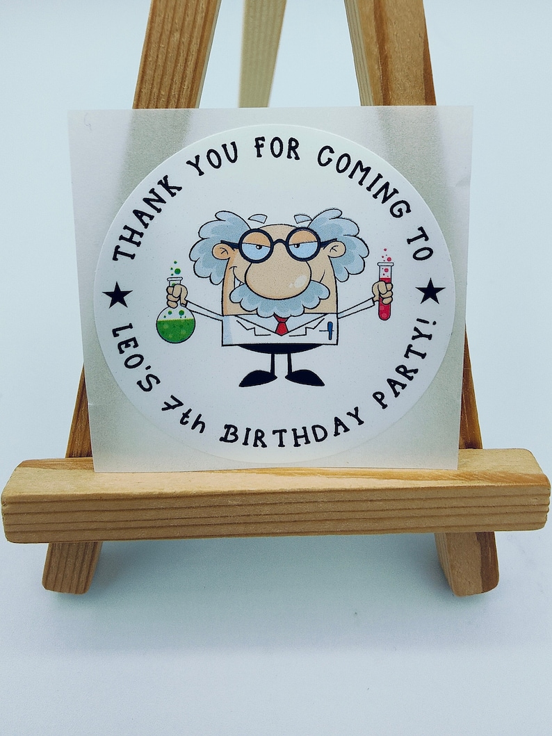 Mad Scientist Party Birthday Labels Stickers, Gift Bag Stickers ...