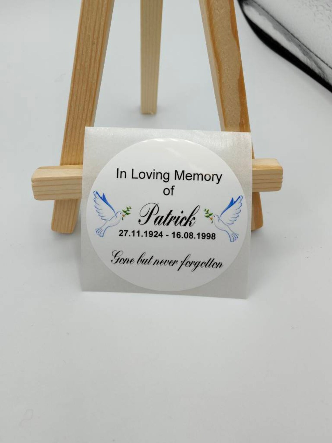 Candle Funeral Memorial Round Labels, White Premium Satin Gloss Poly ...