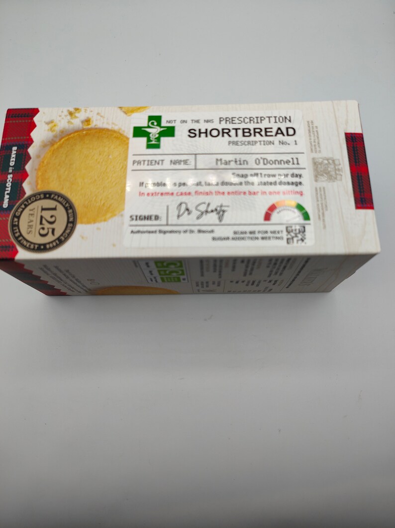 Personalised Shortbread Prescription Label Stickers, Sweets, Pharmacy ...