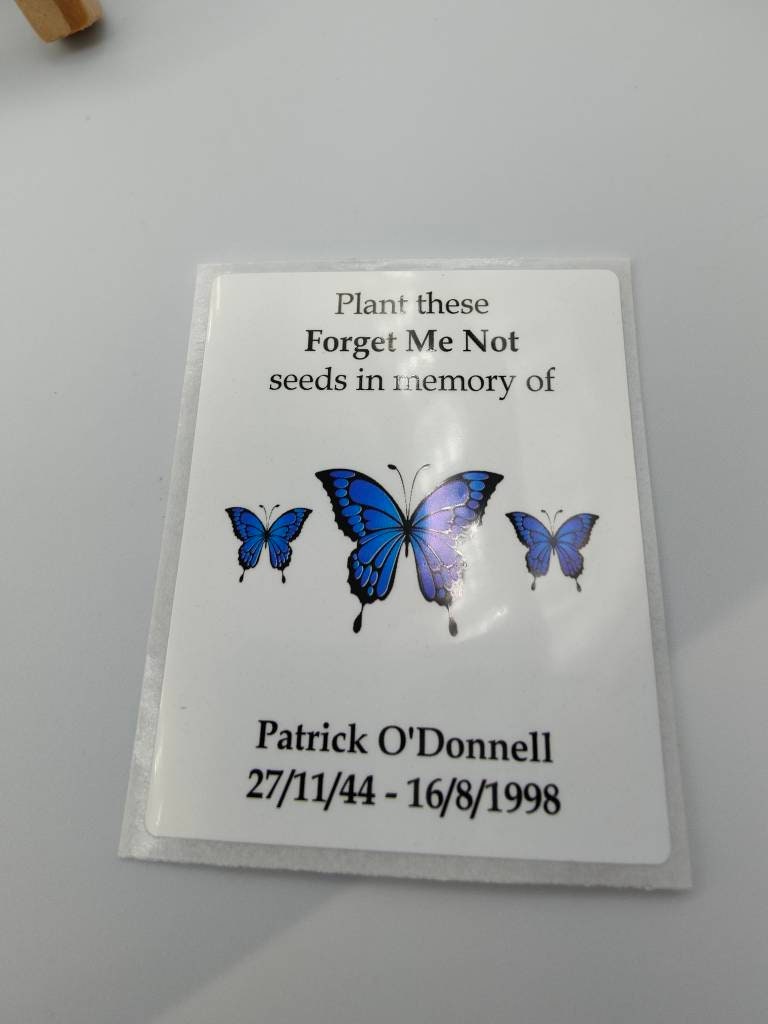 Butterflies Funeral Pocket Forget Me Not Custom Personalised Envelopes ...
