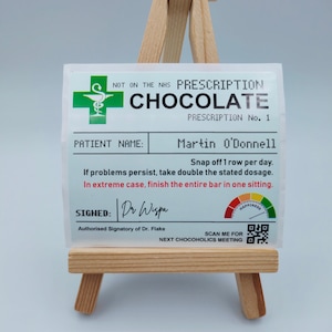 Personalised Chocolate Prescription Label + Prescription Bag, Stickers ...