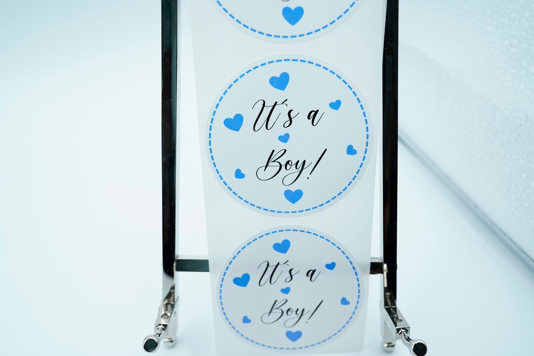 100mm It's A Boy Labels, White Premium Satin Gloss Poly, Baking, Candle ...