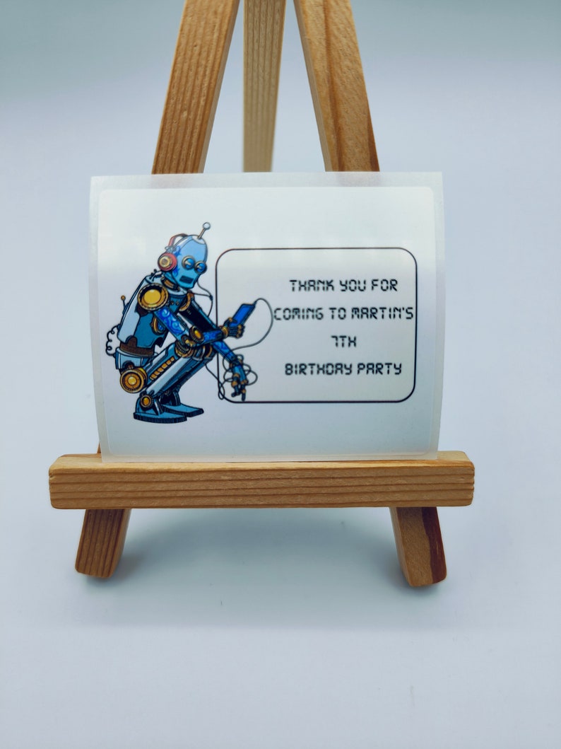Robot Birthday Thank You Stickers Labels, Steampunk Style, Party Thanks ...