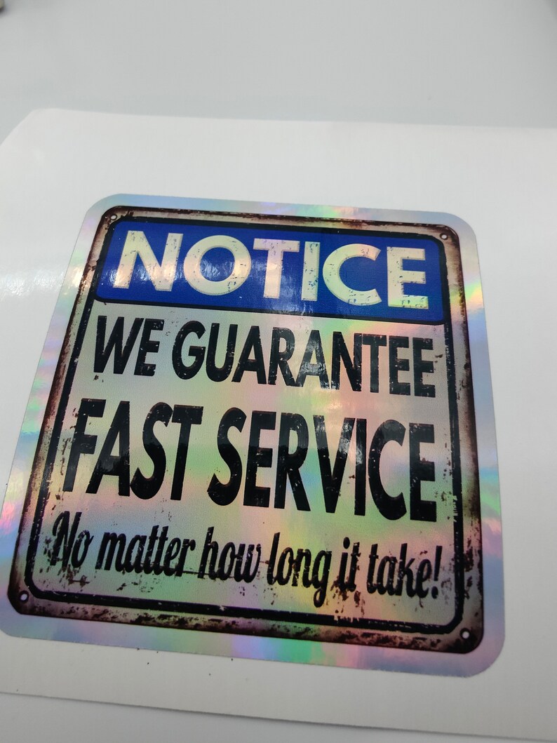 Funny Garage Fast Service, Holographic, Man Cave, Stickers, Decals ...