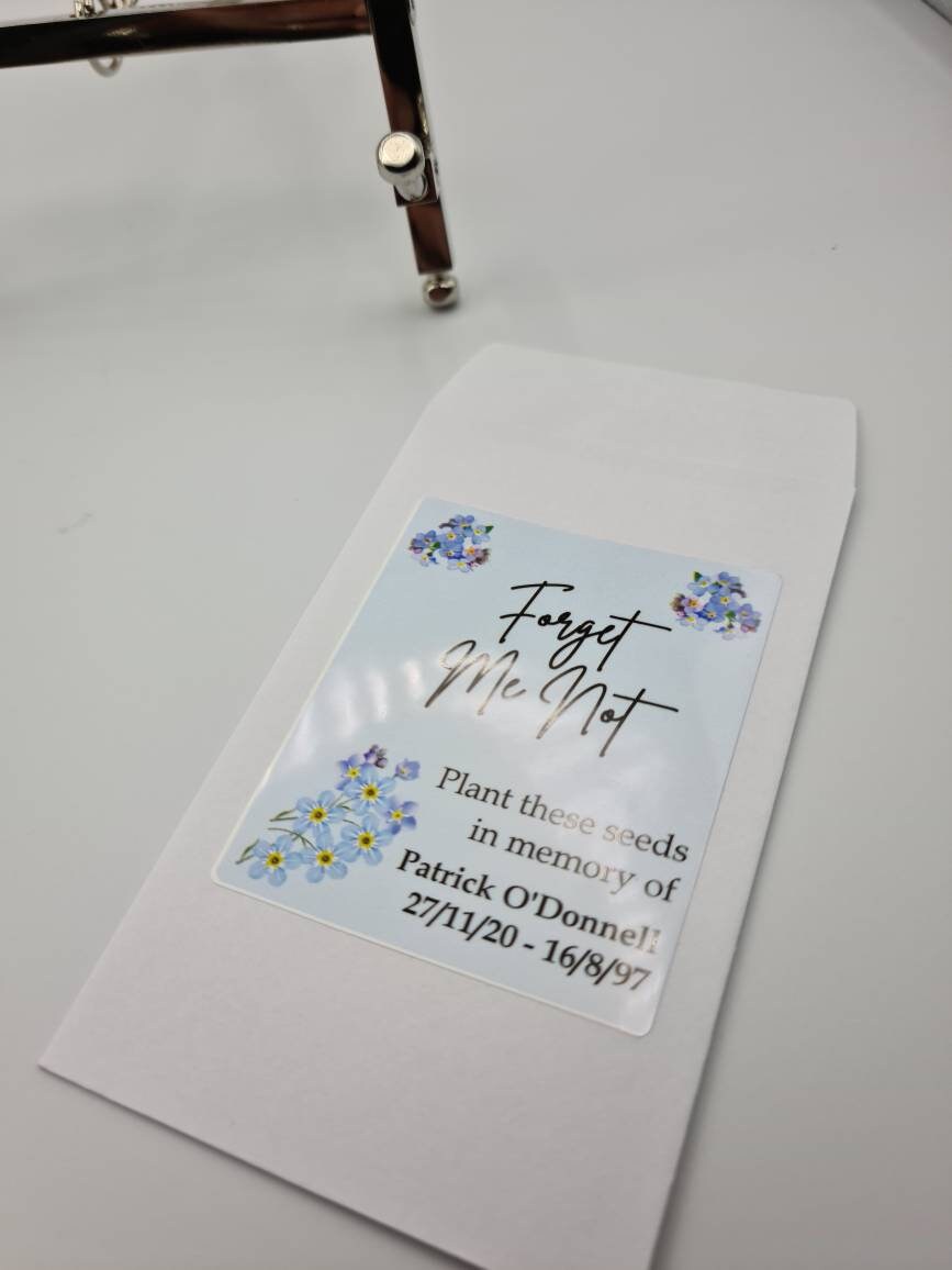 Funeral Pocket Forget Me Not Custom Personalised Envelopes | Etsy