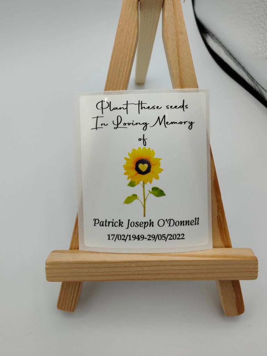 Sunflower Heart, Funeral Pocket Seeds, Custom Personalised Envelopes ...