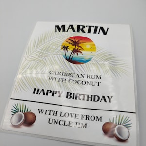Malibu Style White Personalised Custom Bottle Label, Birthday, Special ...