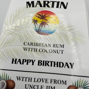 Malibu Style White Personalised Custom Bottle Label, Birthday, Special ...