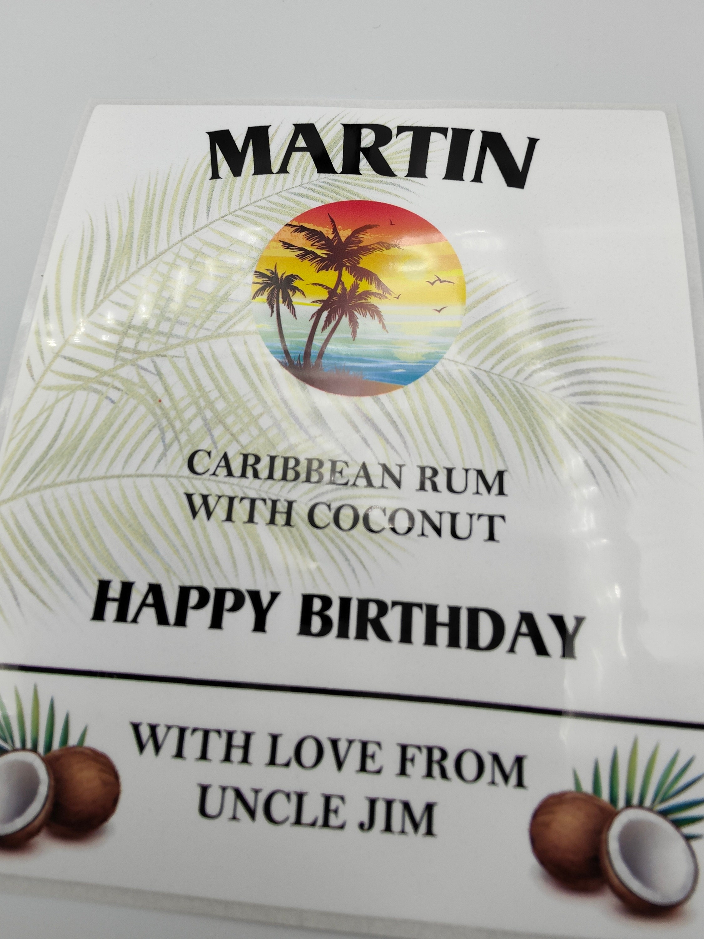Malibu Style White Personalised Custom Bottle Label, Birthday, Special ...