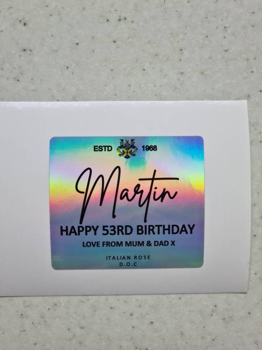 Holographic Freixenet Prosecco Bottle Custom Labels for Birthday ...